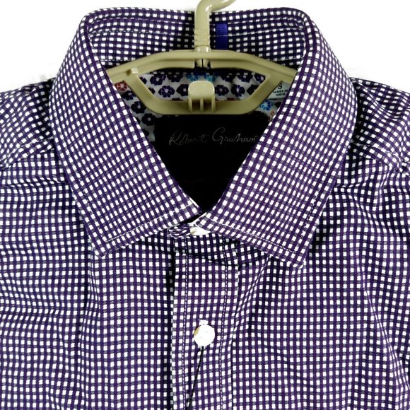 Robert Graham | Shirts | Nwt 68 Robert Graham Purple Gingham Check ...
